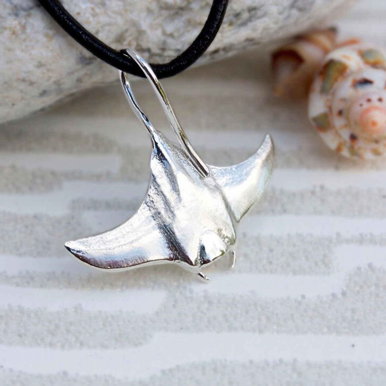 Sterling Silver Manta Ray Pendant – Caroline Brook Jewellery