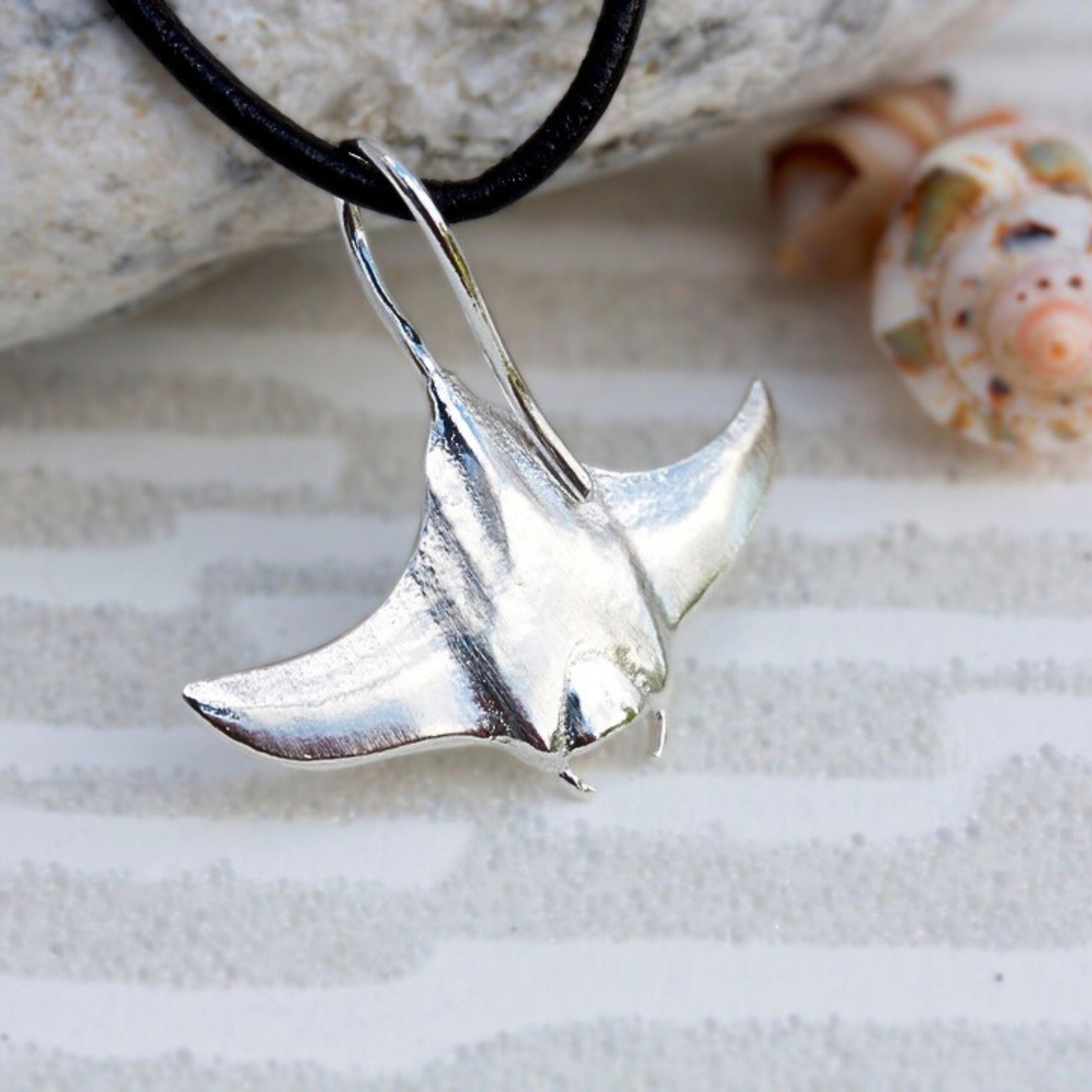 Sterling Silver Manta Ray Pendant – Caroline Brook Jewellery