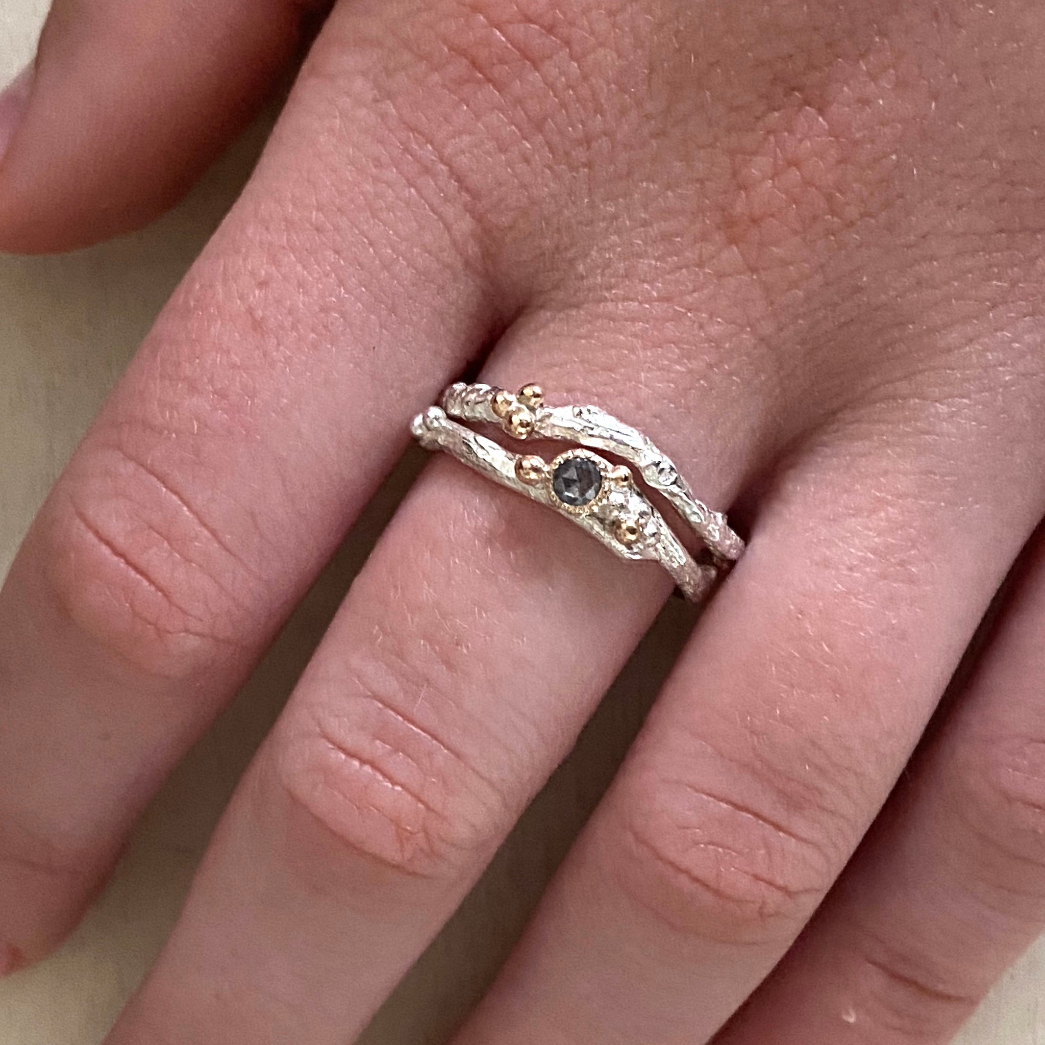 Organic Rose Cut Diamond Engagement Ring-Rustic Woodland Ring ...
