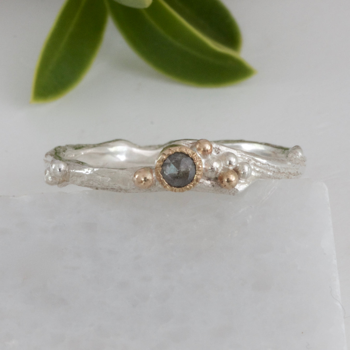 Organic Rose Cut Diamond Engagement Ring-Rustic Woodland Ring ...