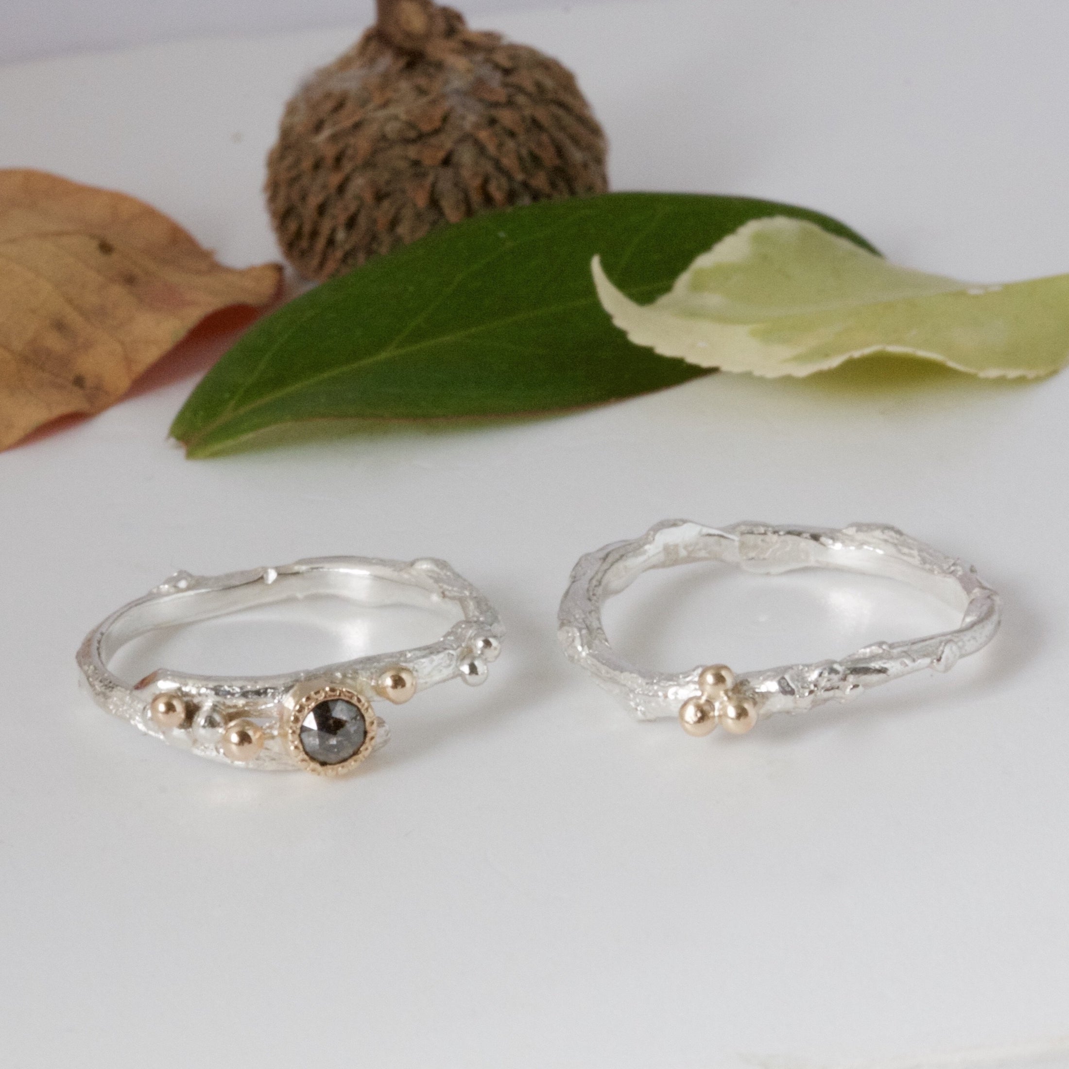 Organic Rose Cut Diamond Engagement Ring-Rustic Woodland Ring ...